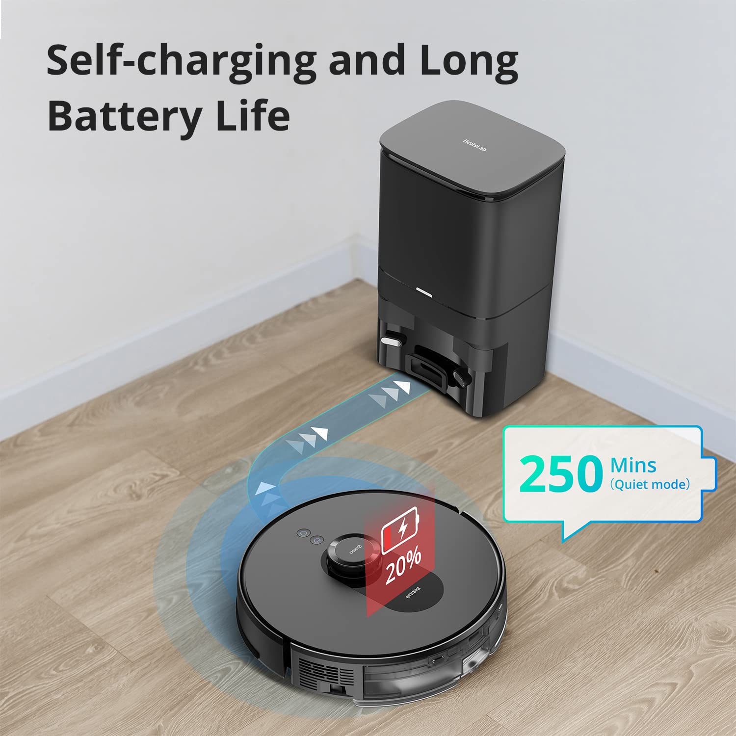 360 S8 Plus Robot Vacuum and Mop Combo, Botslab Self-Empty LIDAR Navigation Smart Mapping Robot, 2700Pa Suction, Carpet Detection, Work with Alexa, WIFI, APP, Ideal for Pet Hair, Hard Floor and Carpet