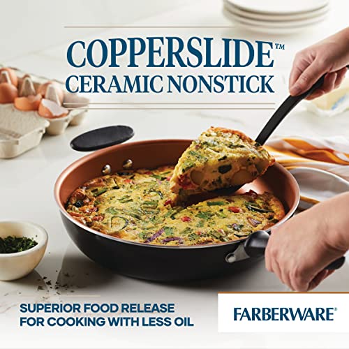 Farberware Glide Deep Nonstick Frying Pan / Fry Pan / Skillet with Helper Handle - 12.5 Inch, Black