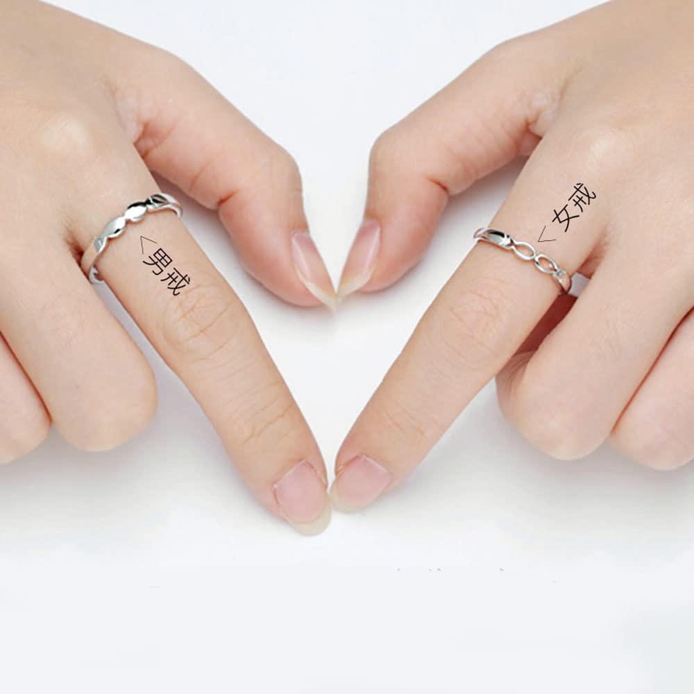 2PCS Adjustable Rings Couples Promise Engagement Rings for Him and Her Couples You Rings (Fish), Silver