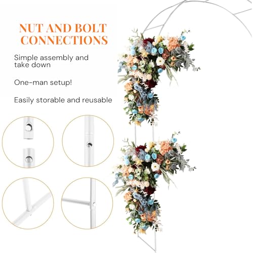 Adorox 7.8ft Backdrop Stand - Balloon Arch Kit, Stable Balloon Arch Frame, Metal Wedding Arch for Wedding Birthday Party Baby Shower Decoration(White)