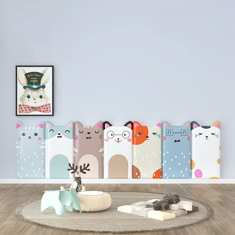 3D Self- Adhesive Thicken Wall Padding for Room, Anti- Collision Wall Stickers Cartoon Design Wallpaper Murals Soft Wall Mat for Nursery 1pcs (As Shown)