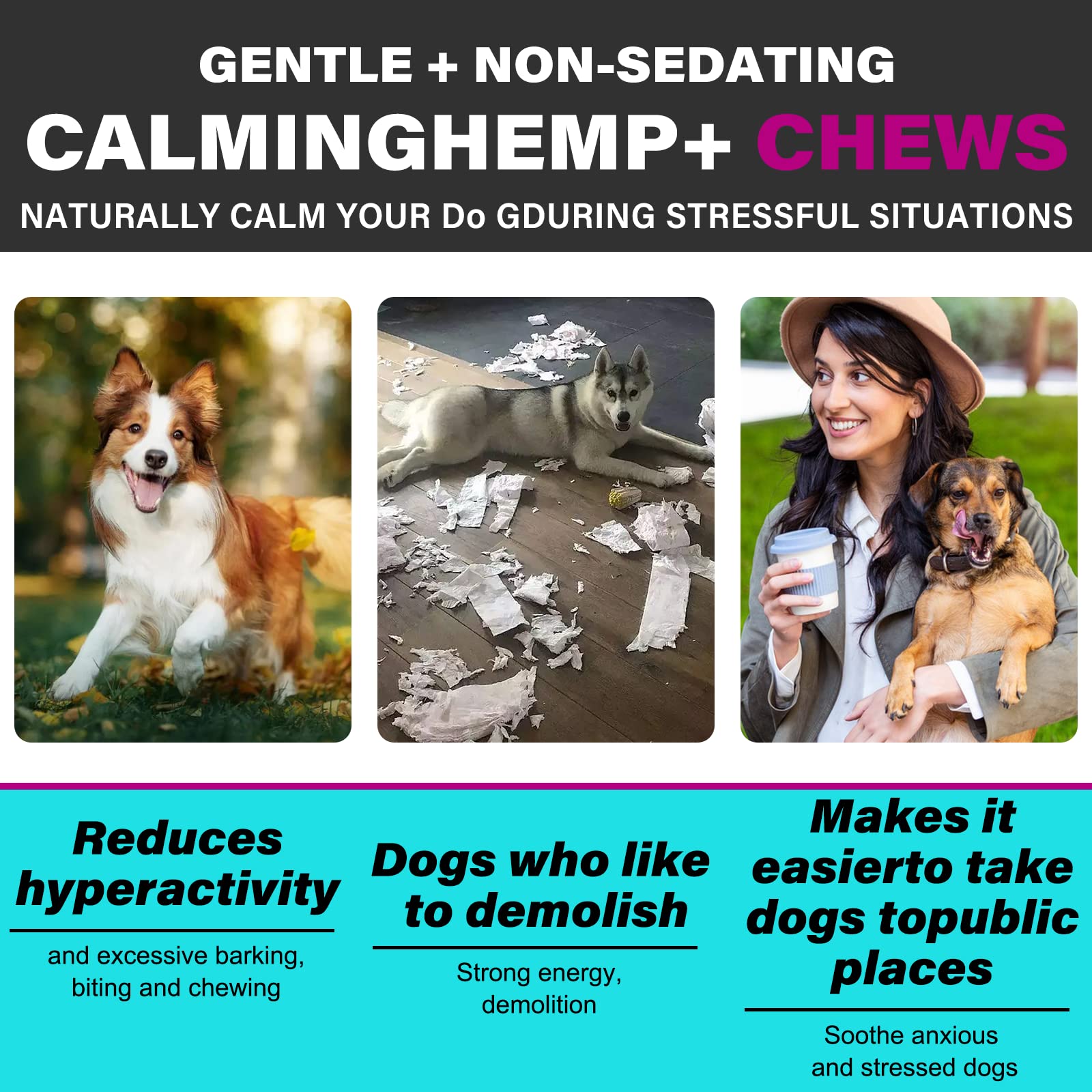 YEUGSCKA Dog Calming Treats Beef Flavor (110PCS), Helps Dog Anxiety & Stress Relief,Aid with Separation,Barking,Stress Relief, Hyperactivity,Aggression, Reactivity for All Breeds,Ages & Sizes Dogs