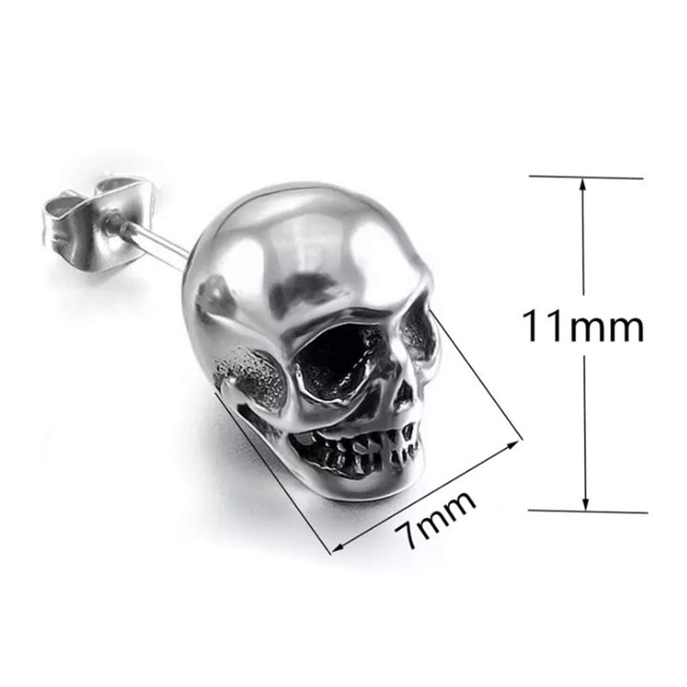 3 Pairs Gothic Skull Earring Studs for Men Women,Hypoallergenic,for Hallloween Party Cosplay