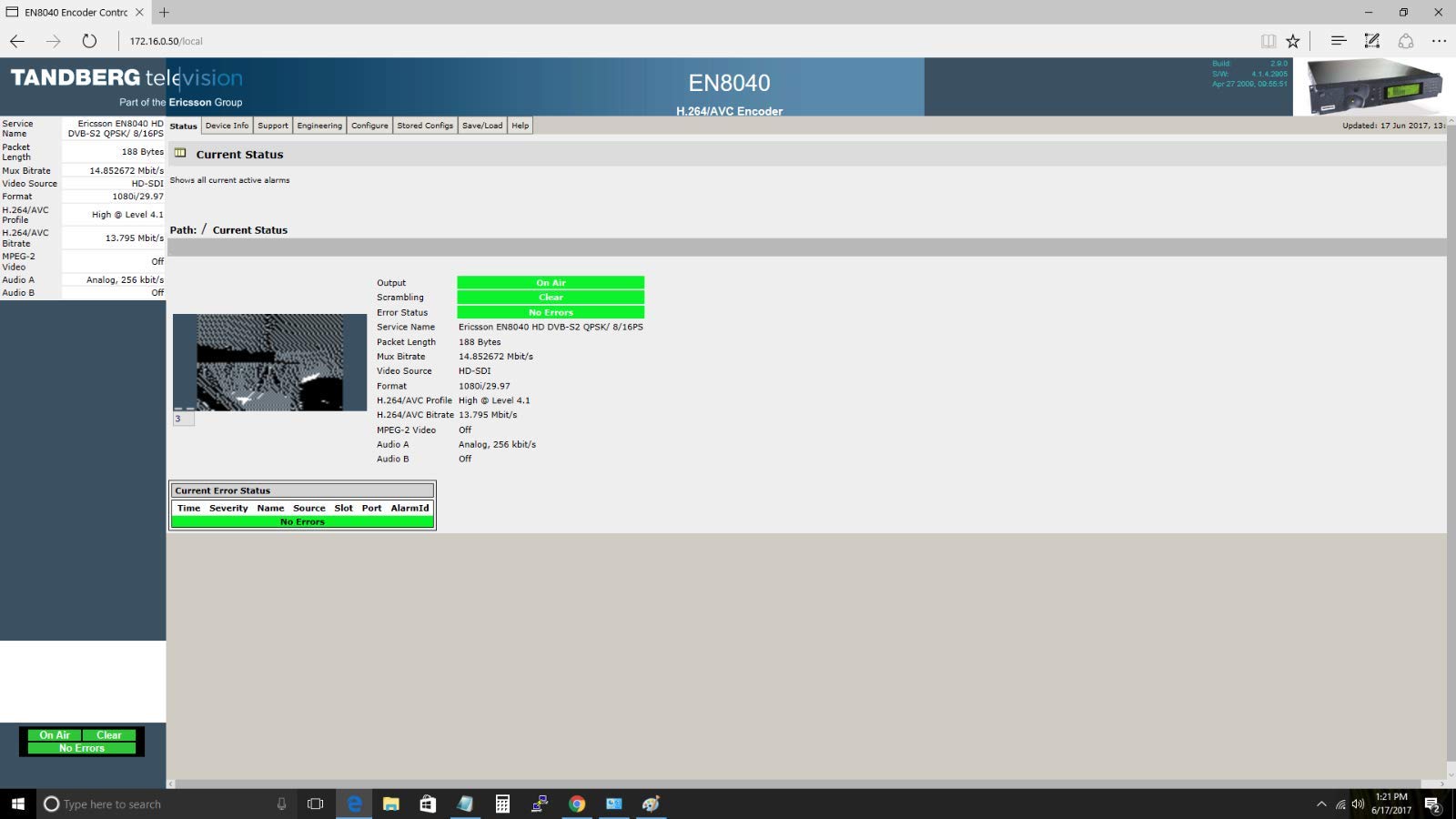 Tandberg EN8040 Evolution 5000 MPEG-2/4 HD SDI Encoder DVB-S2 IF-Band Output