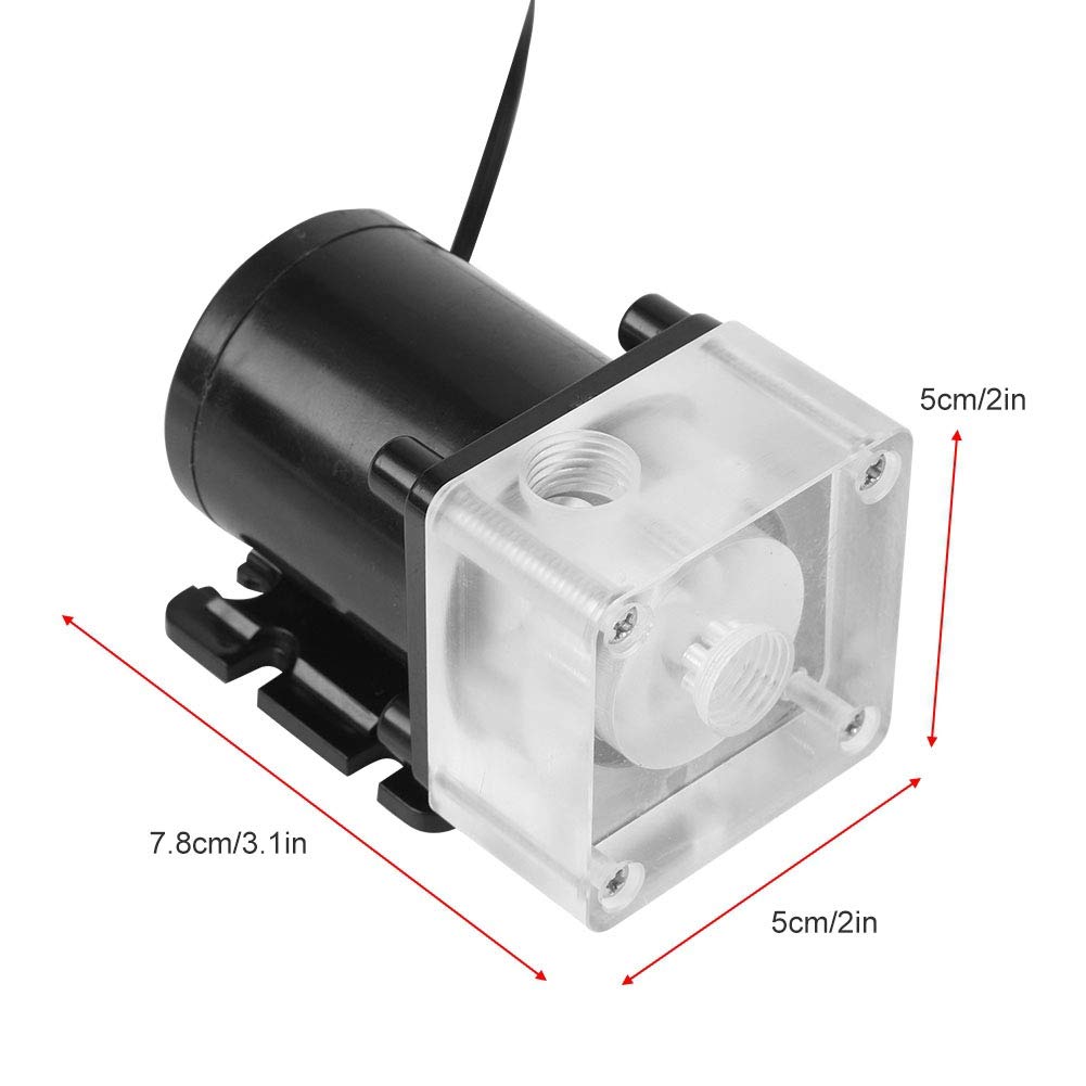 G1/4 Inner Thread, 12V DC Ultraquiet CPU Water Pump, G1/4 Thread for PC 500L/H G1/4 Thread Water Pump Noiseless Water Cooling Pump