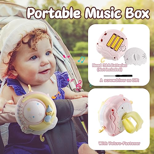 Baby Musical Crib Mobile with Timing Function Projector and Lights,Hanging Rotating Rattles and Remote Control Music Box with 150 Melodies,Toy for Newborn 0-24 Months
