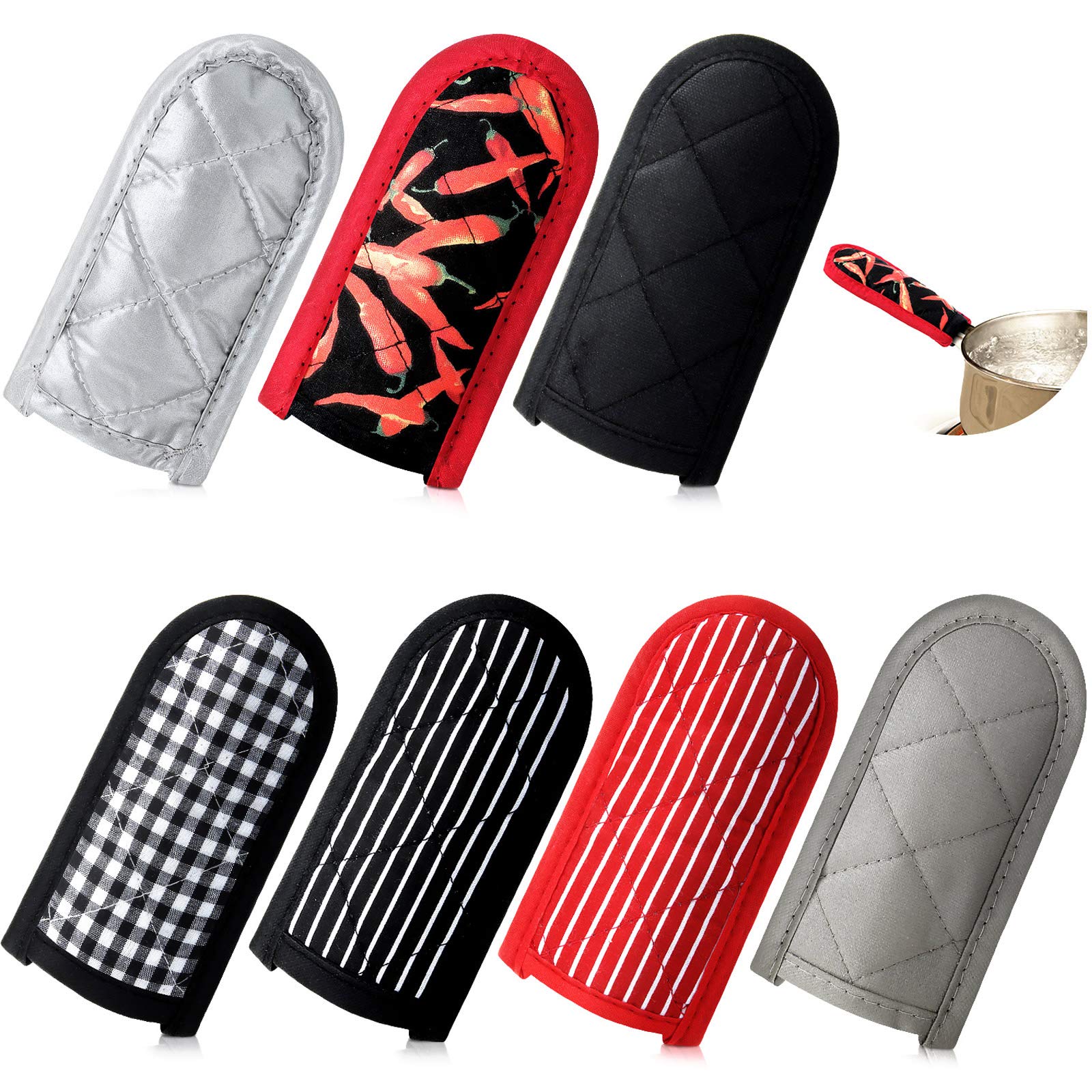 7 Pieces Hot Handle Holders Non-Slip Skillet Pot Holders Heat Resistant Non-Slip Machine Washable Handle Cover for Home Kitchen, BBQ and Baking Supplies