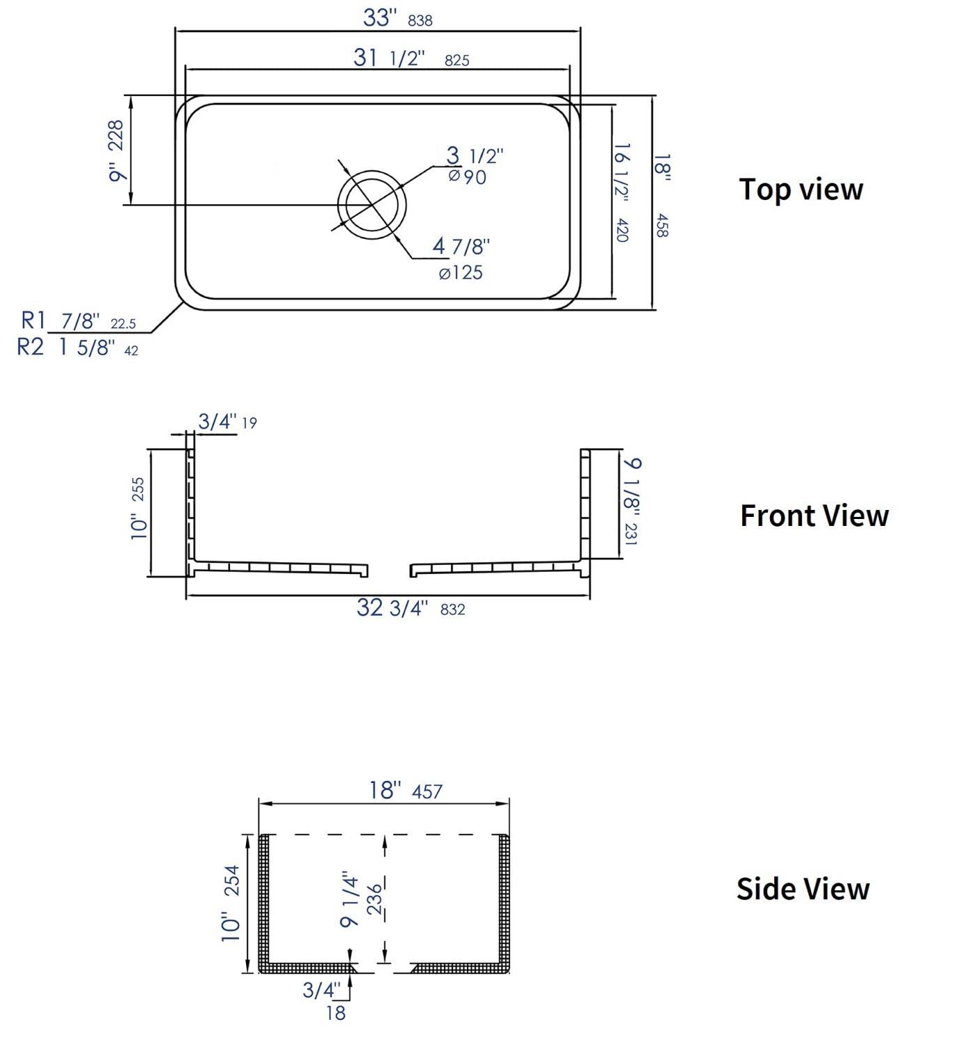 ALFI brand ABF3318S-GM Kitchen Sink, Grey Matte