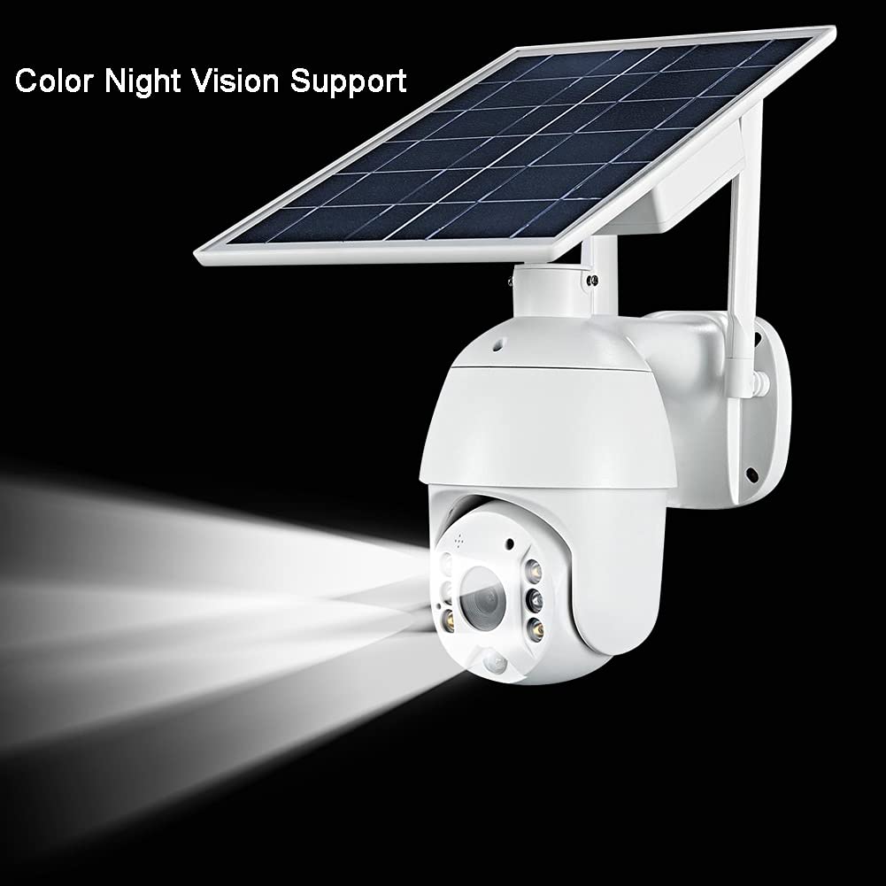 3G/4G LTE Outdoor Solar Powered Cellular Security Camera PIR Motion Recording Pan Tilt 360°View Spotlight Two-Way Audio IP65 Weatherproof 1080P Night Vision AT-S600