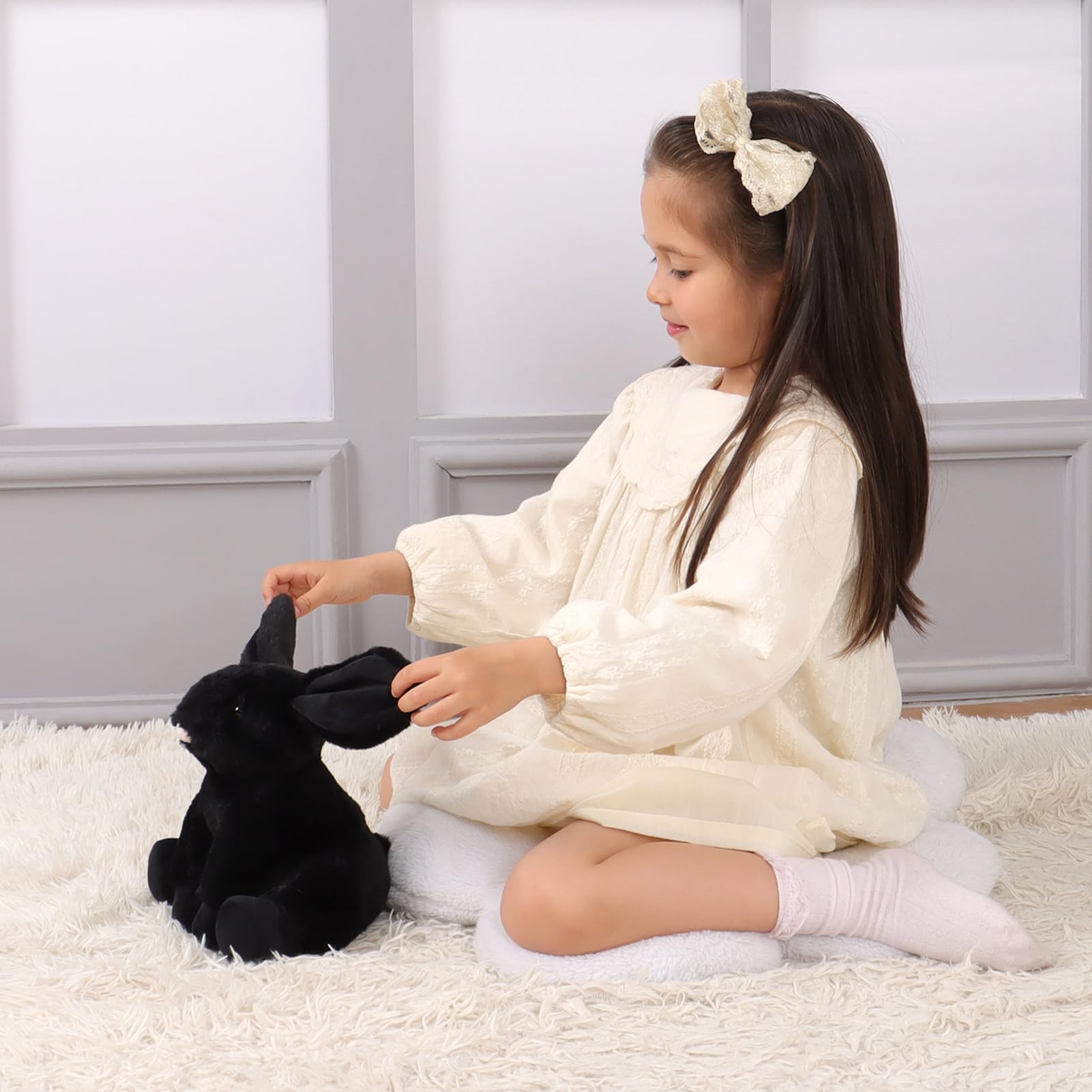 Apricot Lamb Toys Plush Navy Blue Bunny Rabbit Stuffed Animal with Fluffy Soft Ears (Navy Blue Bunny, 8 Inches)