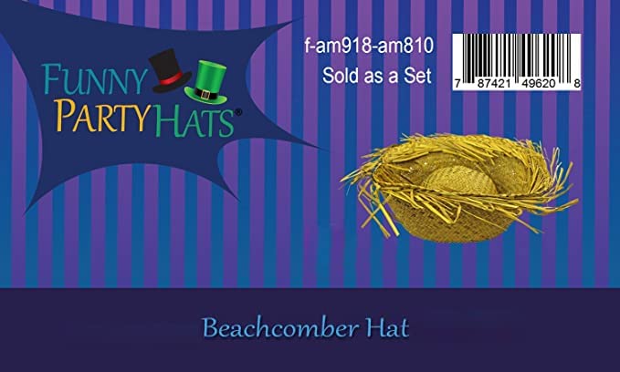 Funny Party Hats Beachcomber Hat – Hawaiian Luau Hat – Farmers Hat – Straw Costume Hat