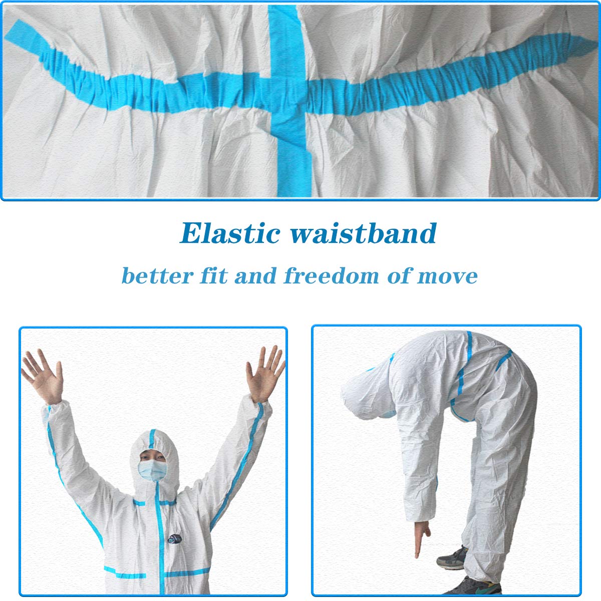 Vicogard Disposable Coverall,Safety Protective Coveralls Full Body Protective from Hazmat and Contamination,Sealed Seams with Tape,Front Zipper Elastic Cuffs & Ankles Isolation Suit with Hood