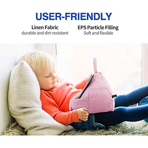 MoKo Tablet Pillow Stand, Lap Pillow Bed Sofa Soft Cushion Holder Xmas Gift for Phones Tablets Up to 11", Fit iPad 10th, iPad Pro 11 2022, iPad Mini 6, iPad Air 4/3, Tab S6/S7 11" - Pink