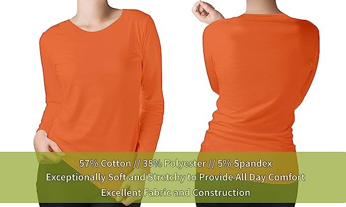 BaHoki Essentials Long Sleeve Undershirts for Scrubs - Great Stretch Shirts - 5 Pack Black