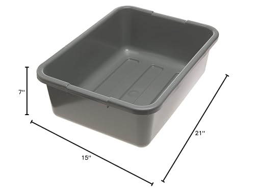 Cambro 21157CBP180 Cambox 21" x 15" x 7" Light Gray Polyethylene Plastic Bus Box with Ribbed Bottom, Pack of 1