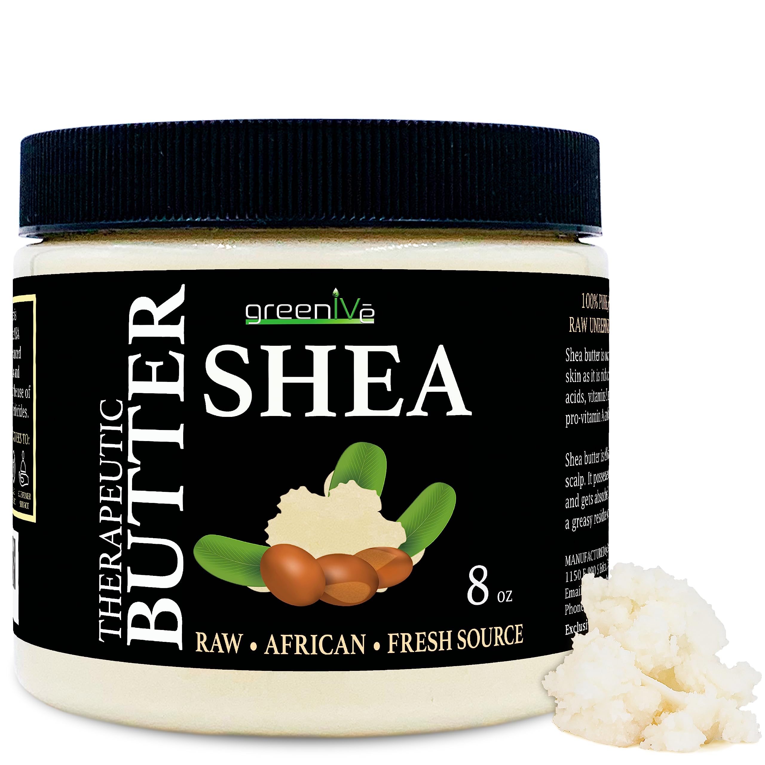 GreenIVe Shea Butter Raw 100% Pure Organically Grown Ivory Shea for Moisturizing or DIY Butters, Lotions, Soaps.