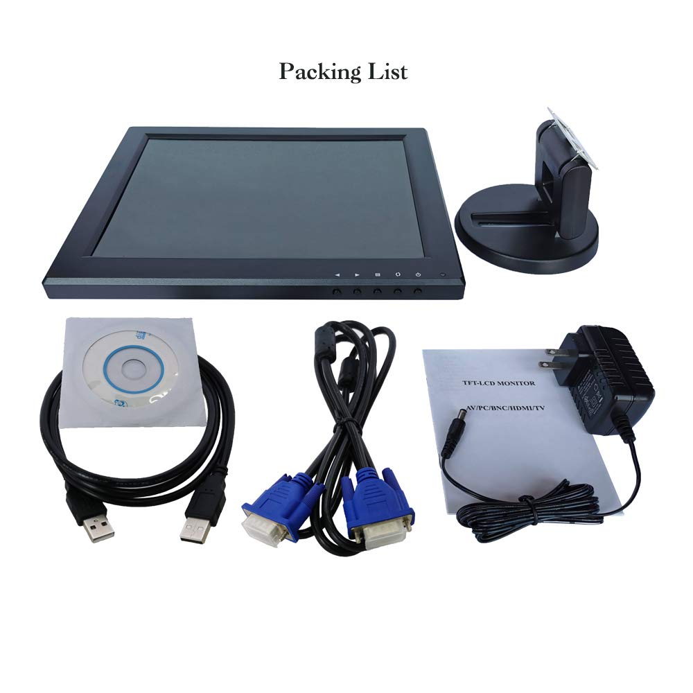 iChawk 12.1"inch PC Display 800x600 4:3 Positive Screen HDMI-in USB VGA Plastic Housing Support Linux Ubuntu Raspbian Debian OS Resistive Touch LCD Screen Monitor For Industrial Equipment W121PT-591RL
