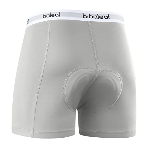 BALEAF Men's Cycling Underwear 4D Padded Bike Shorts Padding Road Biking Bicycle MTB Liner Shorts Spin Underpants, Grey L