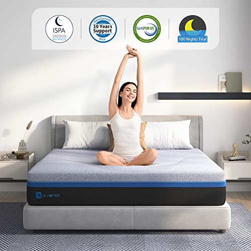 Avenco Full Mattress, 10 Inch Full Size Mattress in a Box, 2 Foam Layers Gel Memory Foam Mattress Full for Cooling, Support & Pressure Relief, 10 Years Support