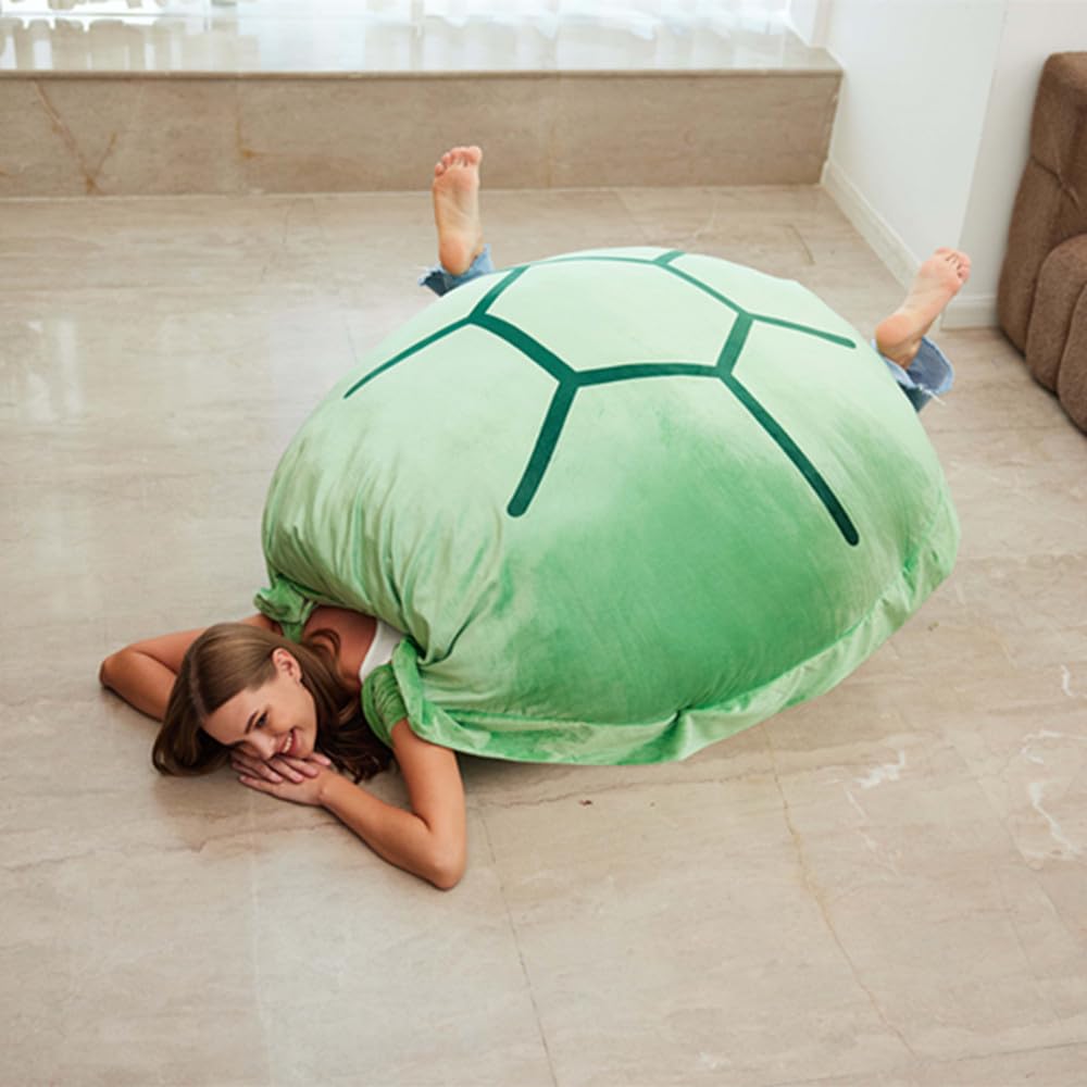SEAHOME Wearable Turtle Shell Pillows,Turtle Plush Pillow Stuffed Animal Costume for Kids Adults , Plush Toy Funny Dress Up Creative Gifts (Green, 51 inch)