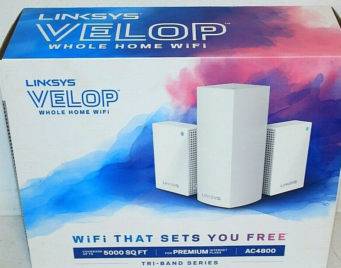Linksys Velop Mesh WiFi System Dual-Tri AC4800, White, 3-Pack (Refurbished)