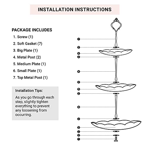 AsherKeep 3 Tier Cupcake Stand - Dessert Table Display Set, Tiered Serving Cake Tray, White Embossed Dessert Stand, Parties Serving Plate, Decorative Centerpiece to Any Occasion - (Round)