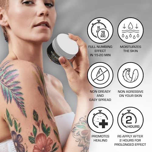 Ink Scribd Premium Tattoo Numbing Cream Topical Pain Treatment for Tattoos. Also for Laser Hair Removal, Brazilian Waxing, Microblading, Microneedling - Maximum Strength 5% Lidocaine (1oz)