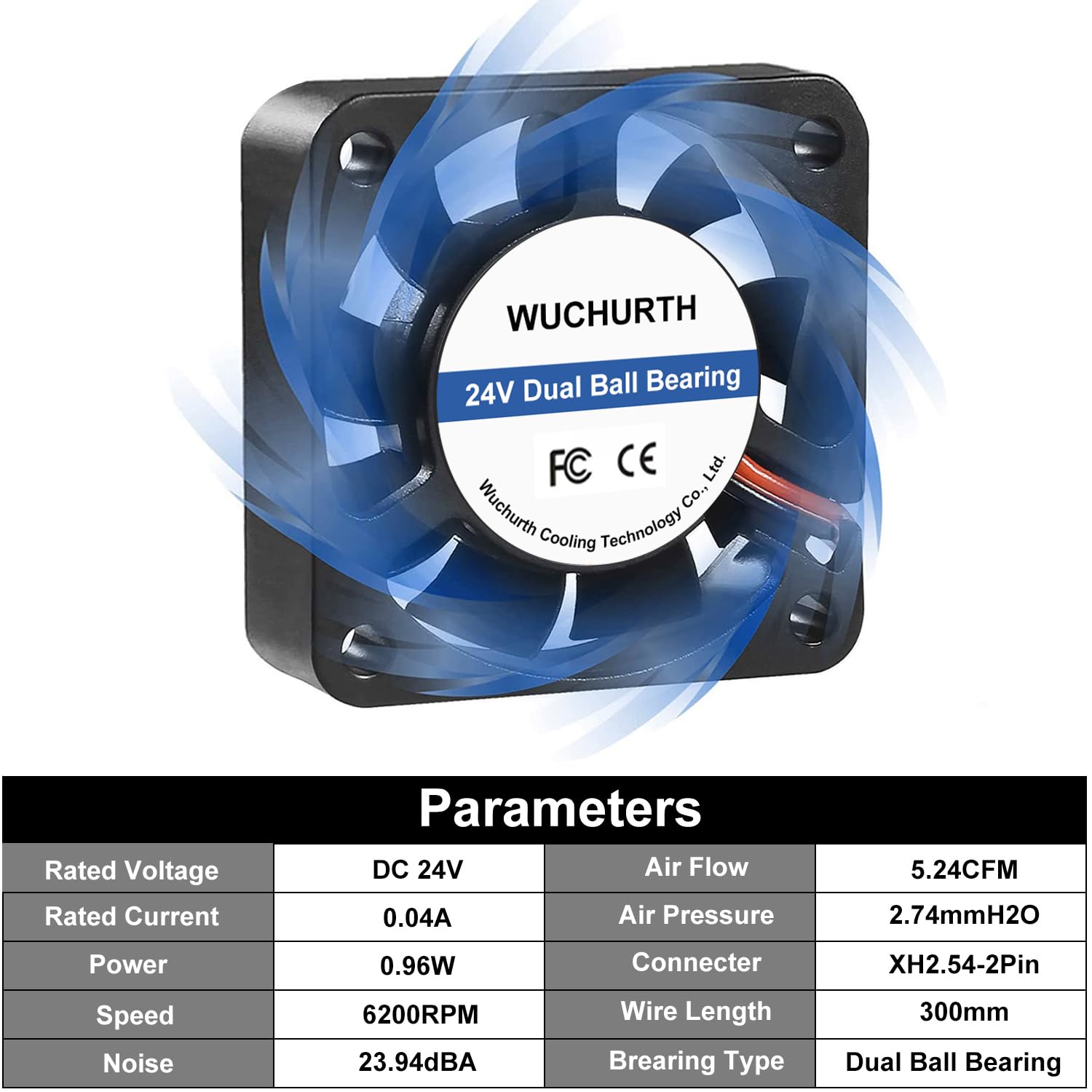 4 Pack 4010 Fans 24V, Dual Ball Bearing Low Noise Strong Air Flow Brushless Cooling Fans 40mm x 40mm x 10mm with 2Pin Connector for 3D Printer and Other Electronic Devices Replacement