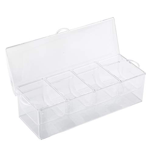 Tablecraft 10008 Bar Condiment Holder, Four - 1.5 Pint Inserts, Clear