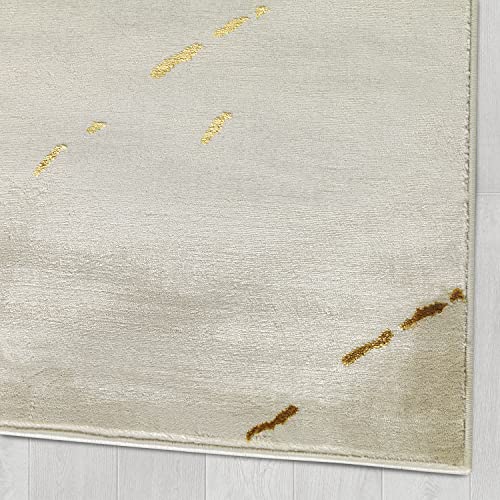 Antep Rugs Babil Gold 5x7 Marble Abstract Modern Indoor Area Rug (Beige, 5'3" x 7')
