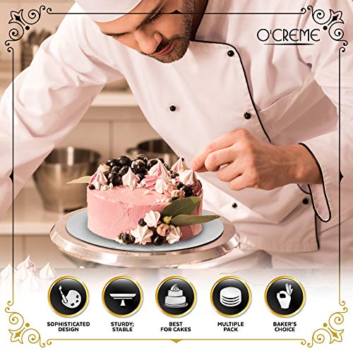 O'CREME White Wraparound Cake Pastry Round Drum Board 1/4 Inch Thick, 8 Inch Diameter - Pack of 10
