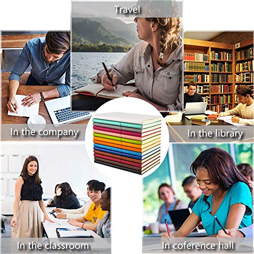 EMITEC Leather Composition Journal Notebook - Classic A5 Wide Ruled Writing Subject Notepad Colorful Hardcover Travel Diary Journals Notebook for Students 100 Sheets/Random Color Set of 3