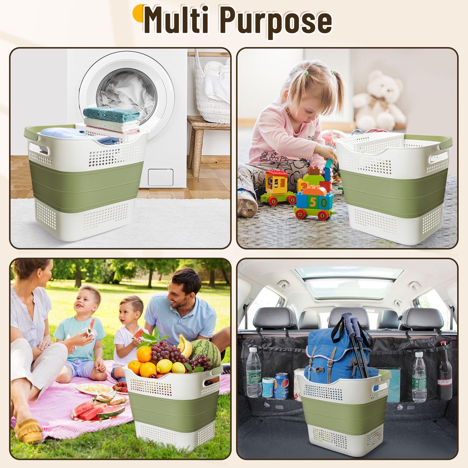 35L Collapsible Laundry Baskets Plastic with Handles,Removable Pop Up Storage Container,75L Clothes Laundry Hamper-Foldable Laundry Basket 0rganizer