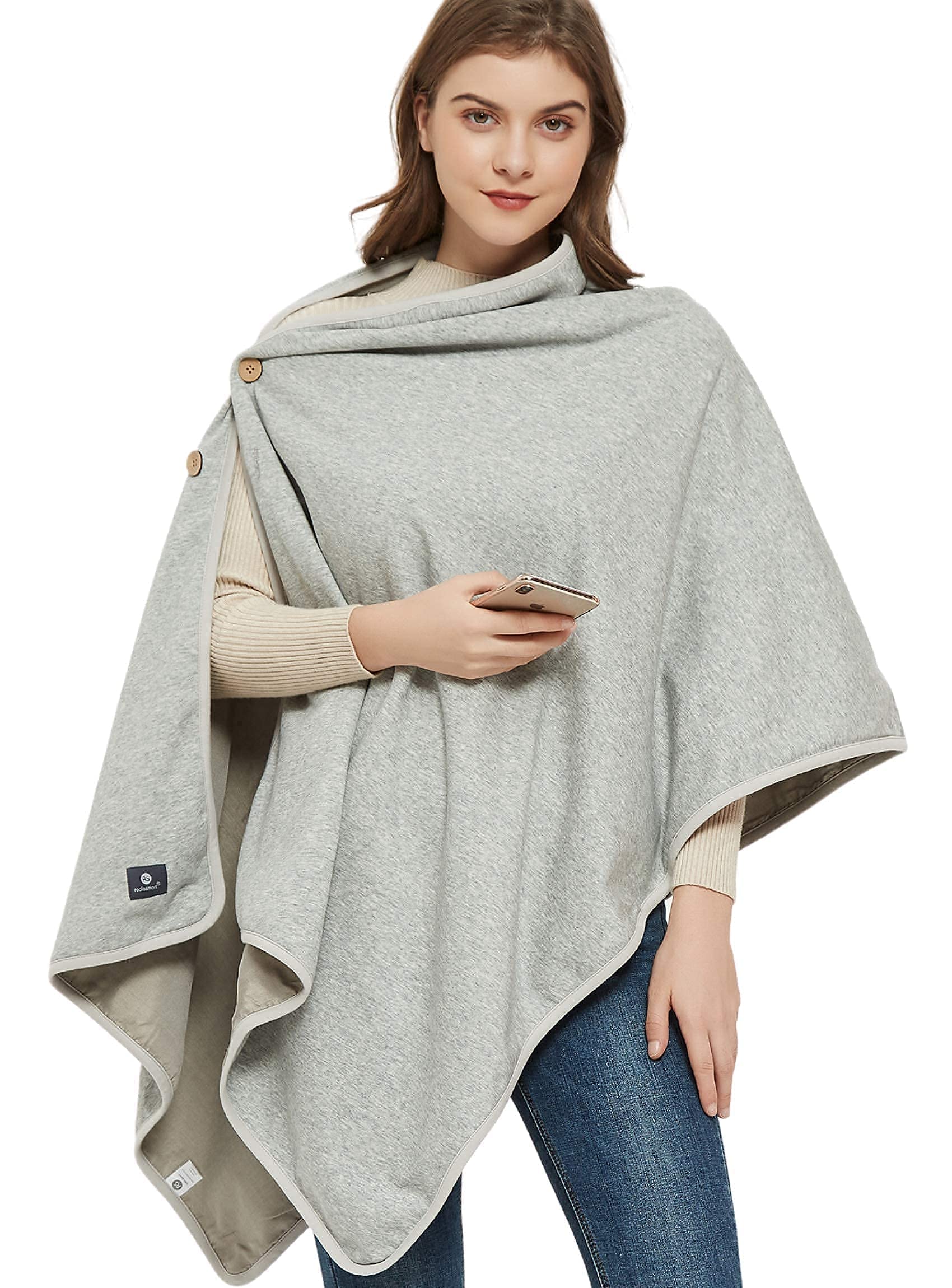 Radia Smart EMF Poncho and Hood Bundle, 5G Anti-Radiation, RF Shielding, Grey