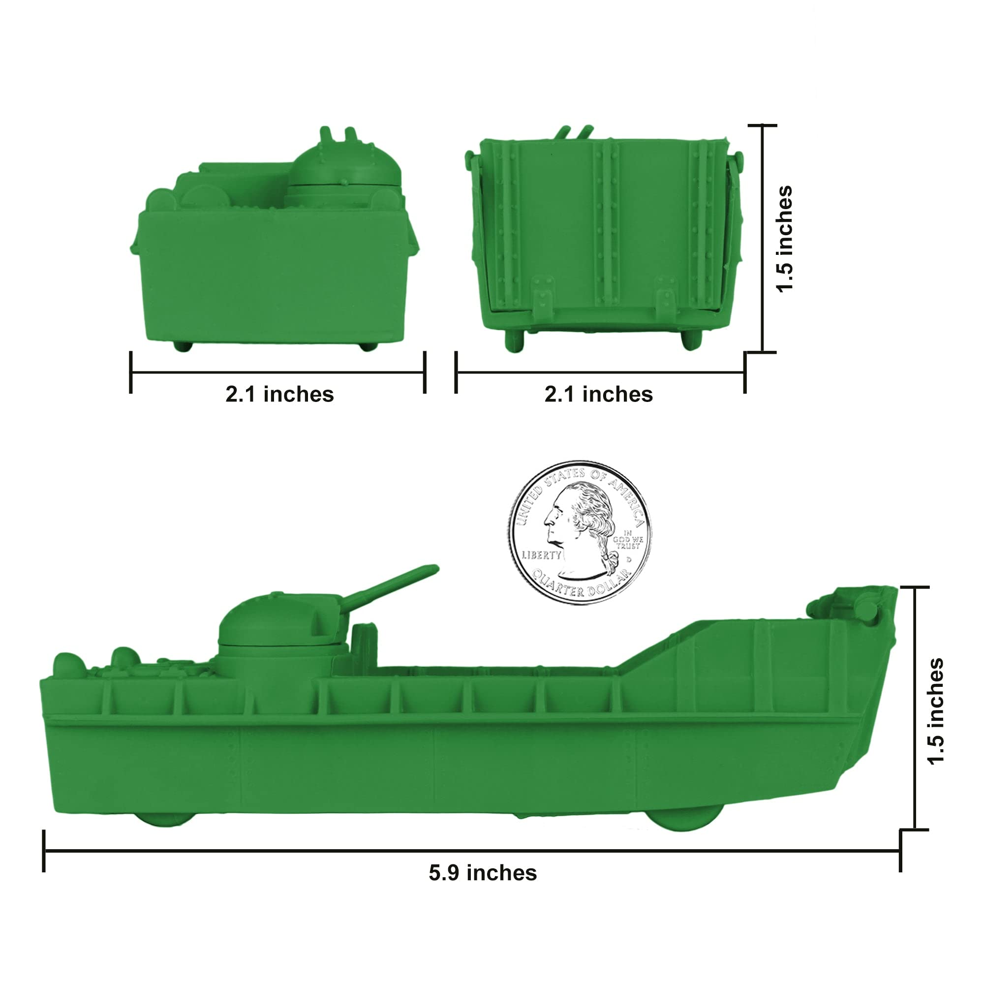 BMC Classic Marx Landing Craft - 4pc Green Plastic Army Men Boat Vehicles