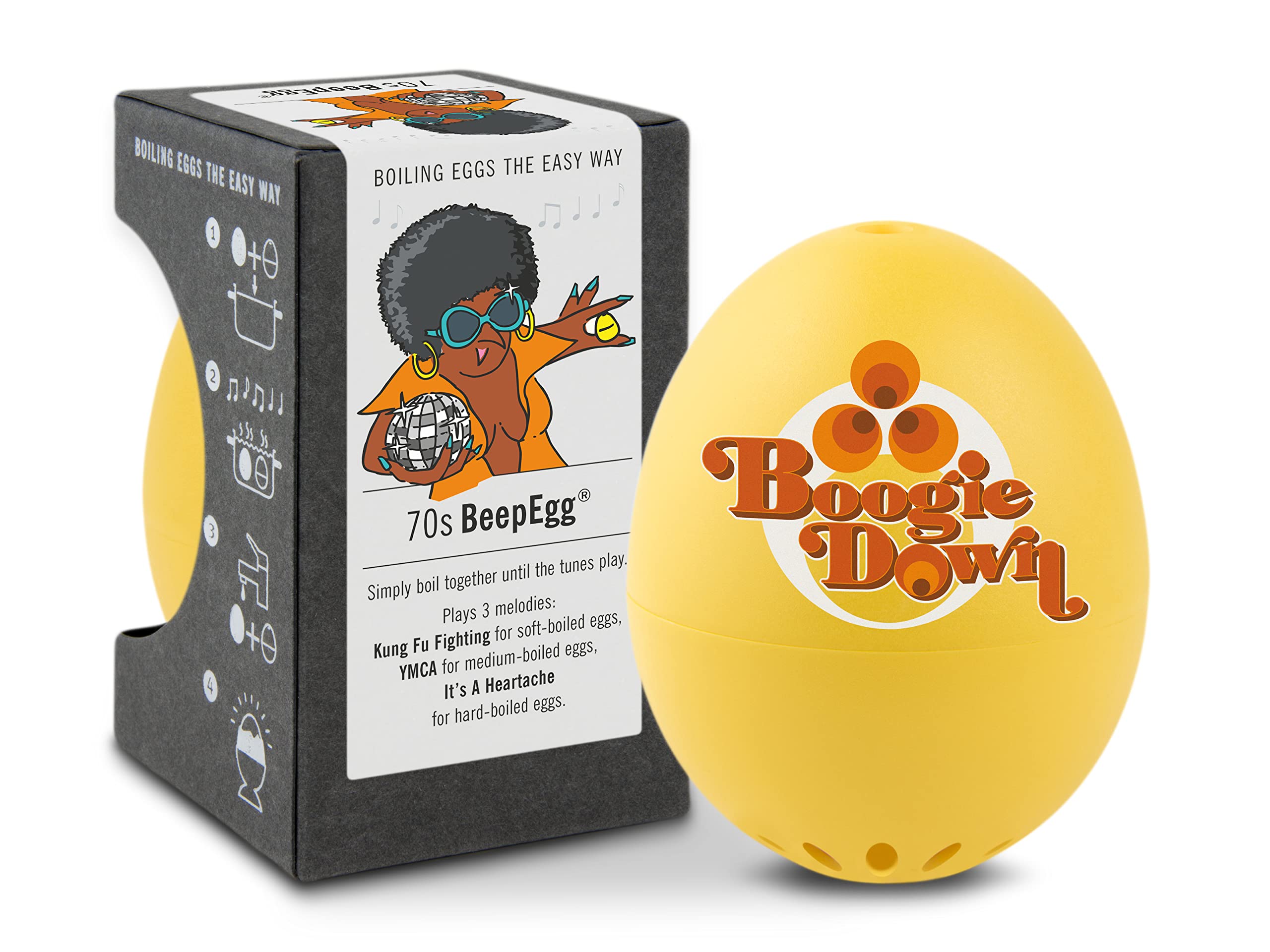 70s BeepEgg β Egg Timer for Boiling Eggs β Musical Egg Cooker for Soft, Medium, Hard Boiled Eggs β Food Safe β Singing Floating Egg Timer β Egg Cooker for 3 Levels of Doneness - Brainstream