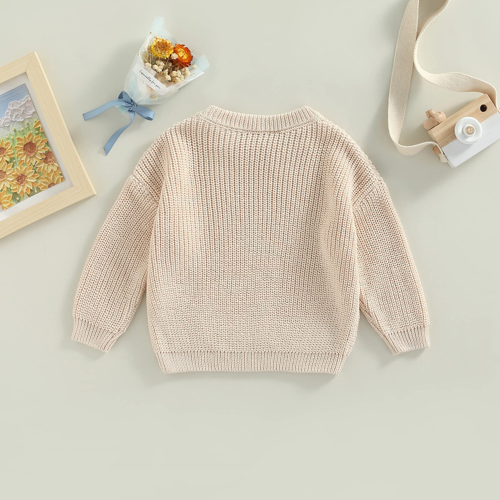 Afunbaby Baby Girl Boy Knit Sweater Blouse Pullover Sweatshirt Warm Crewneck Long Sleeve Tops for Infant Toddler (3-6 Months,Cream)