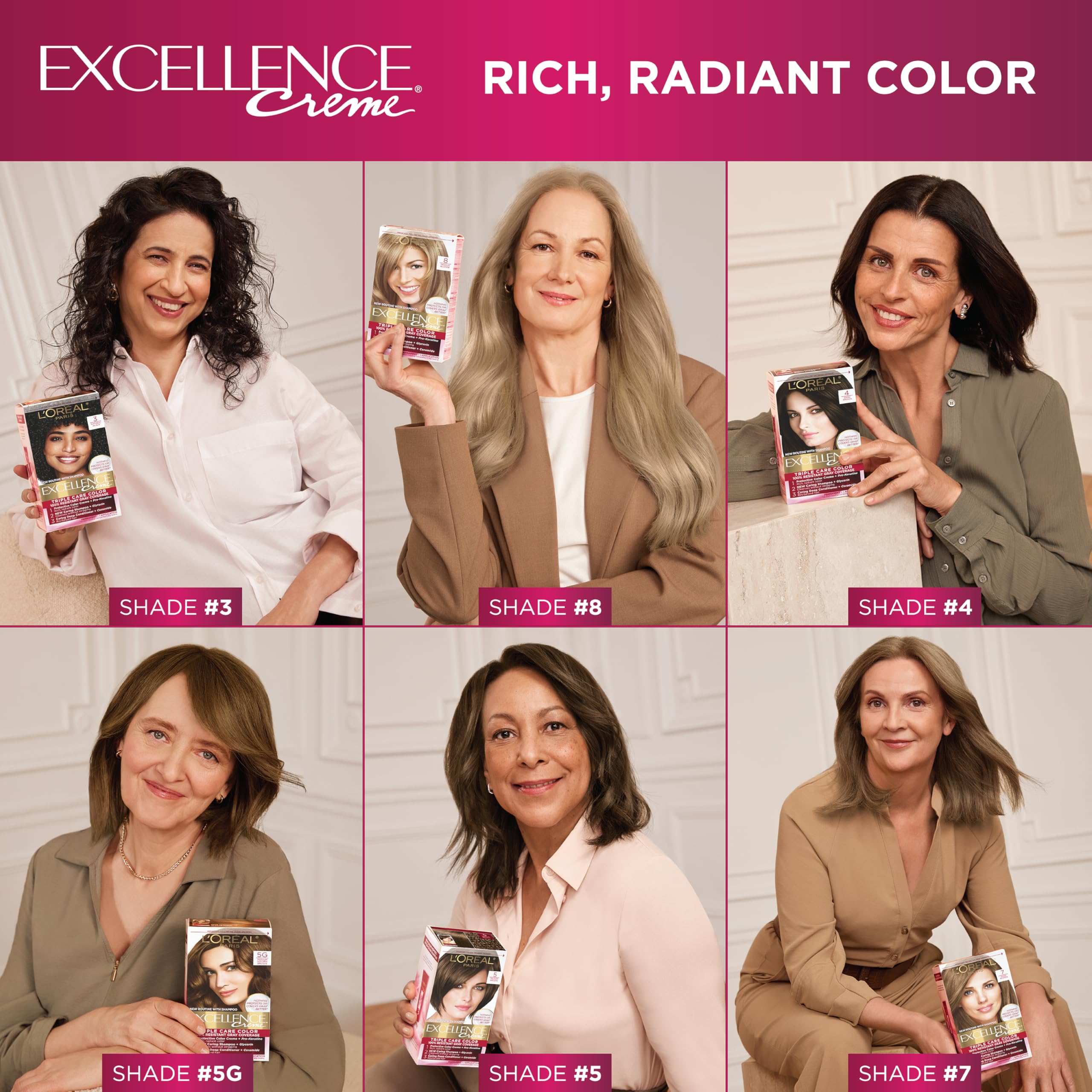 L'Oreal Paris Excellence Creme Permanent Hair Color, 8 Medium Blonde, 100 percent Gray Coverage Hair Dye, Pack of 2
