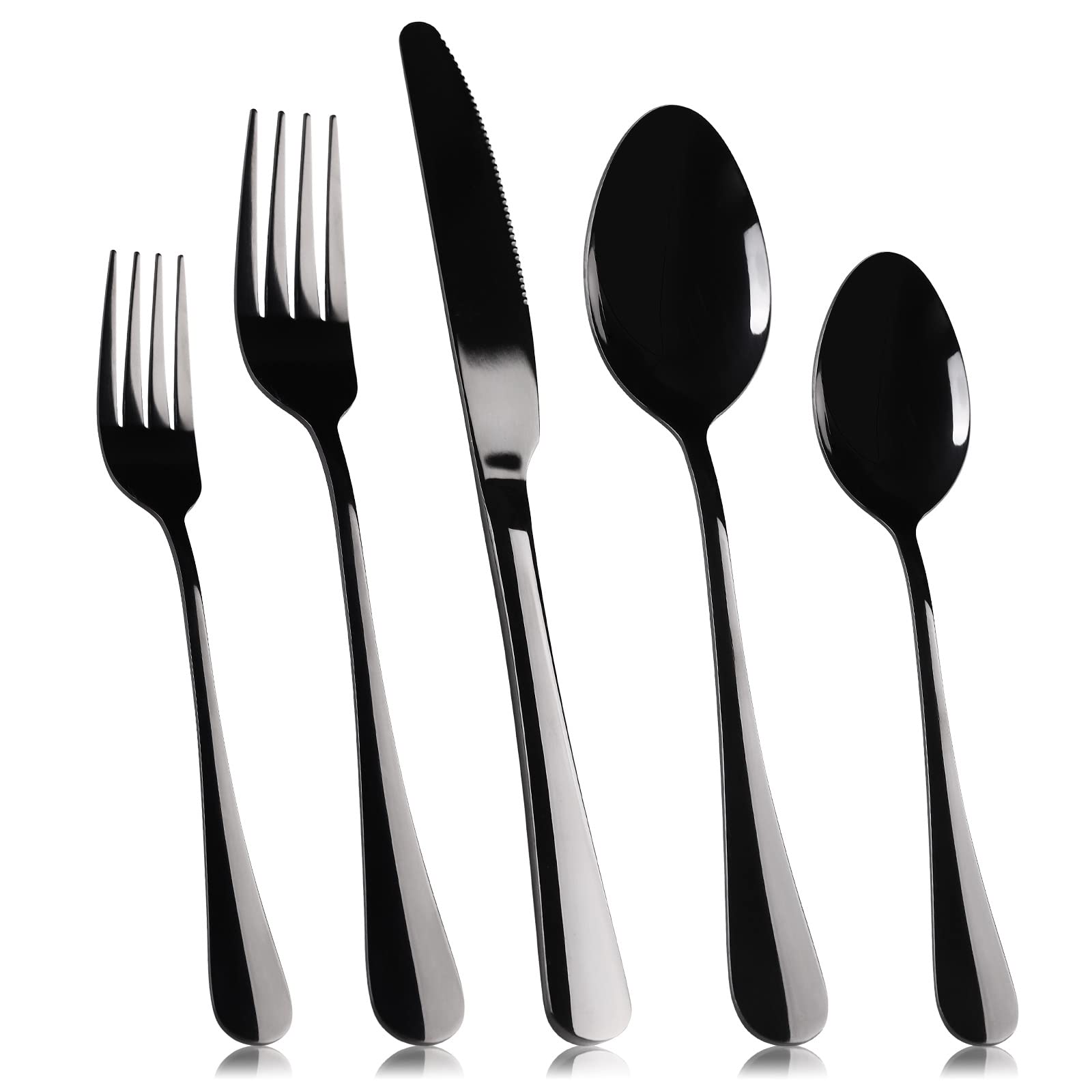 40 Piece Unique Flatware set,Black Matte Graffiti Pattern Silverware Set for 8,SANLUNS Poker Crown Gothic Pattern Design,Stainless,Satin Finish Everyday Tableware Cutlery Utensils For party