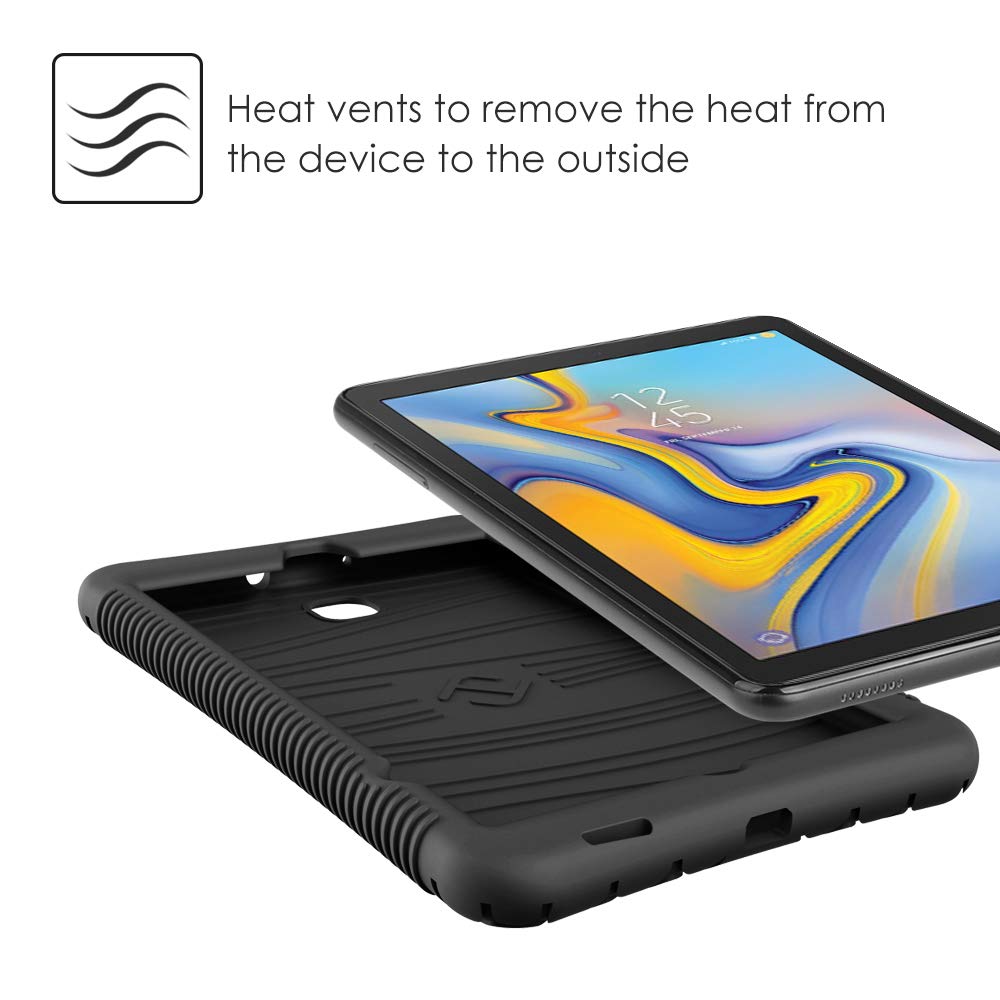 Fintie Silicone Case for Samsung Galaxy Tab A 8.0 2018 Model SM-T387, [Honey Comb Series] [Kids Friendly] Light Weight Shock Proof Protective Cover, Black