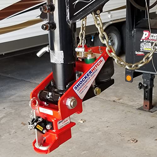 Shocker Gooseneck Surge Air Hitch & Shift Lock Coupler for 2-5/16" Ball, 3-15/16" Round Angled Pin 30K Coupler