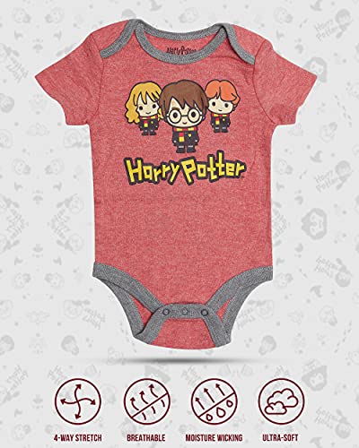 Harry Potter Baby Boys’ Short Sleeve Bodysuit Multipack Gift For Baby Girl or Boy Baby Clothes (3 Pack Red-White-Grey, 3-6 Months)