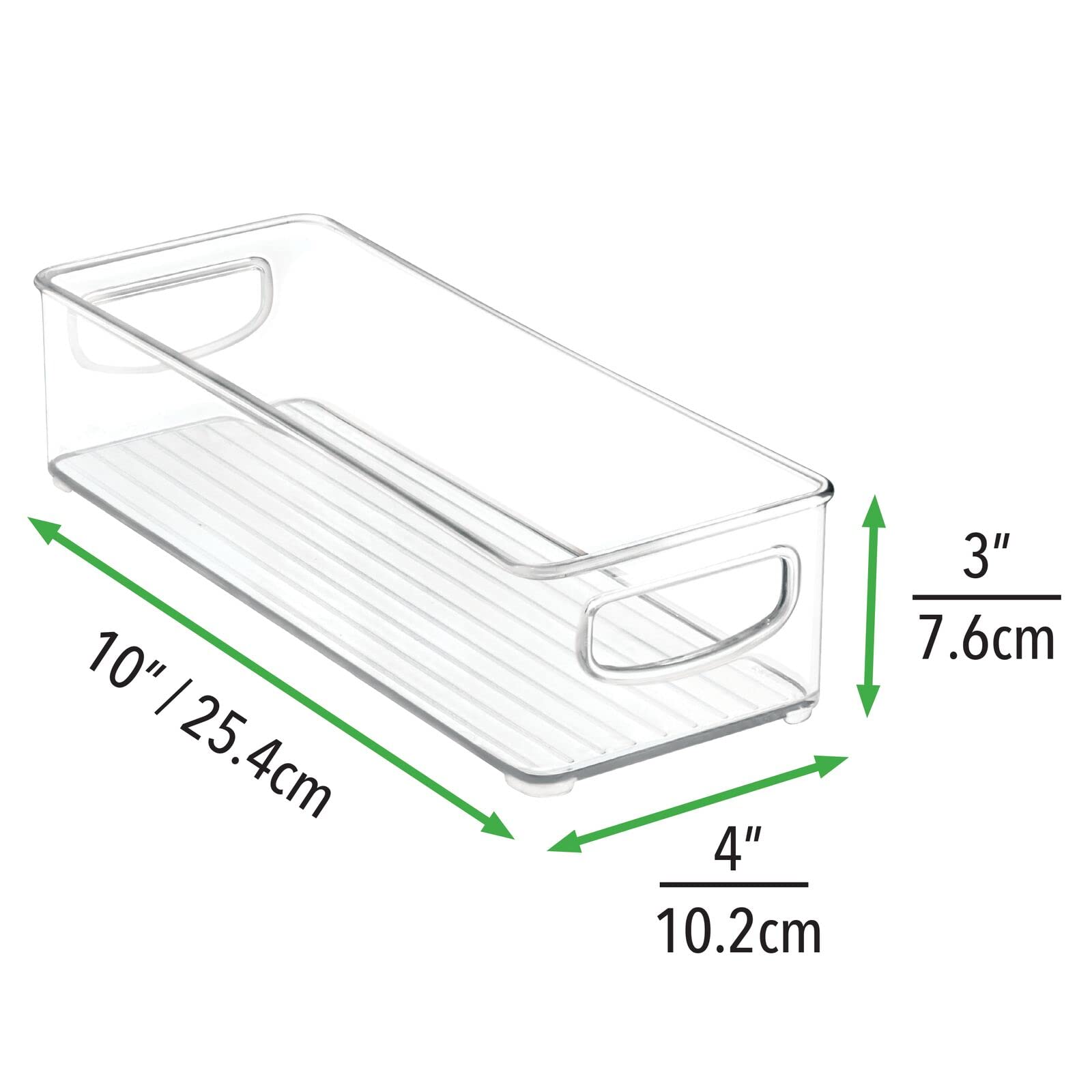 mDesign Small Plastic Bathroom Storage Container Bins with Handles for Organization in Closet, Cabinet, Vanity or Cupboard Shelf, Accessory Organizer for Hair Tools - Ligne Collection - 2 Pack - Clear