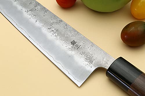 Yoshihiro Stainless Clad Nashiji Ginsan High Carbon Stain Resistant Steel Kiritsuke Multipurpose Chefs Knife (9.5"(240mm) & No Saya)