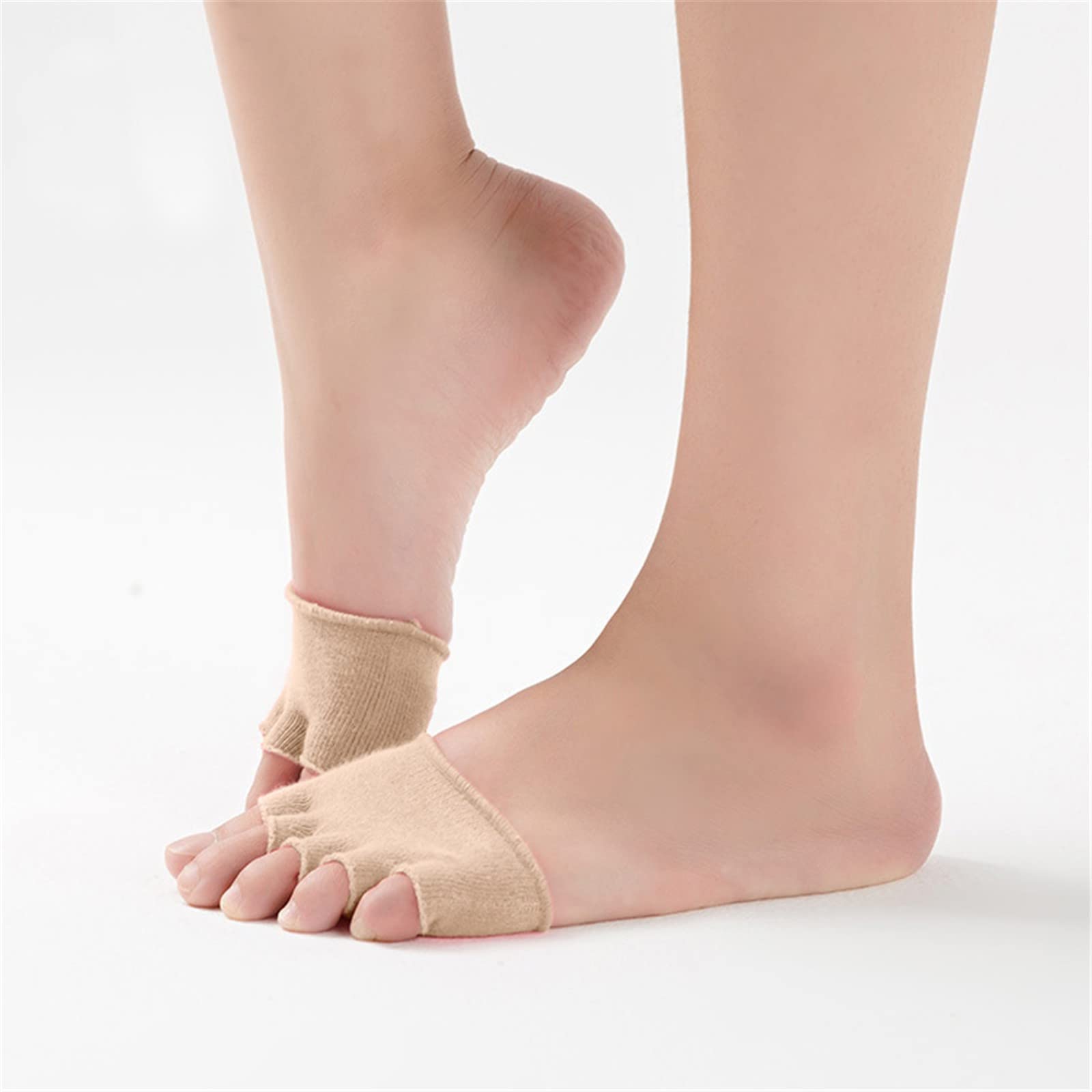 3 Pairs Women Yoga Sport Non Slip Open Toes Socks Half Grip Heel Five Finger Socks A37