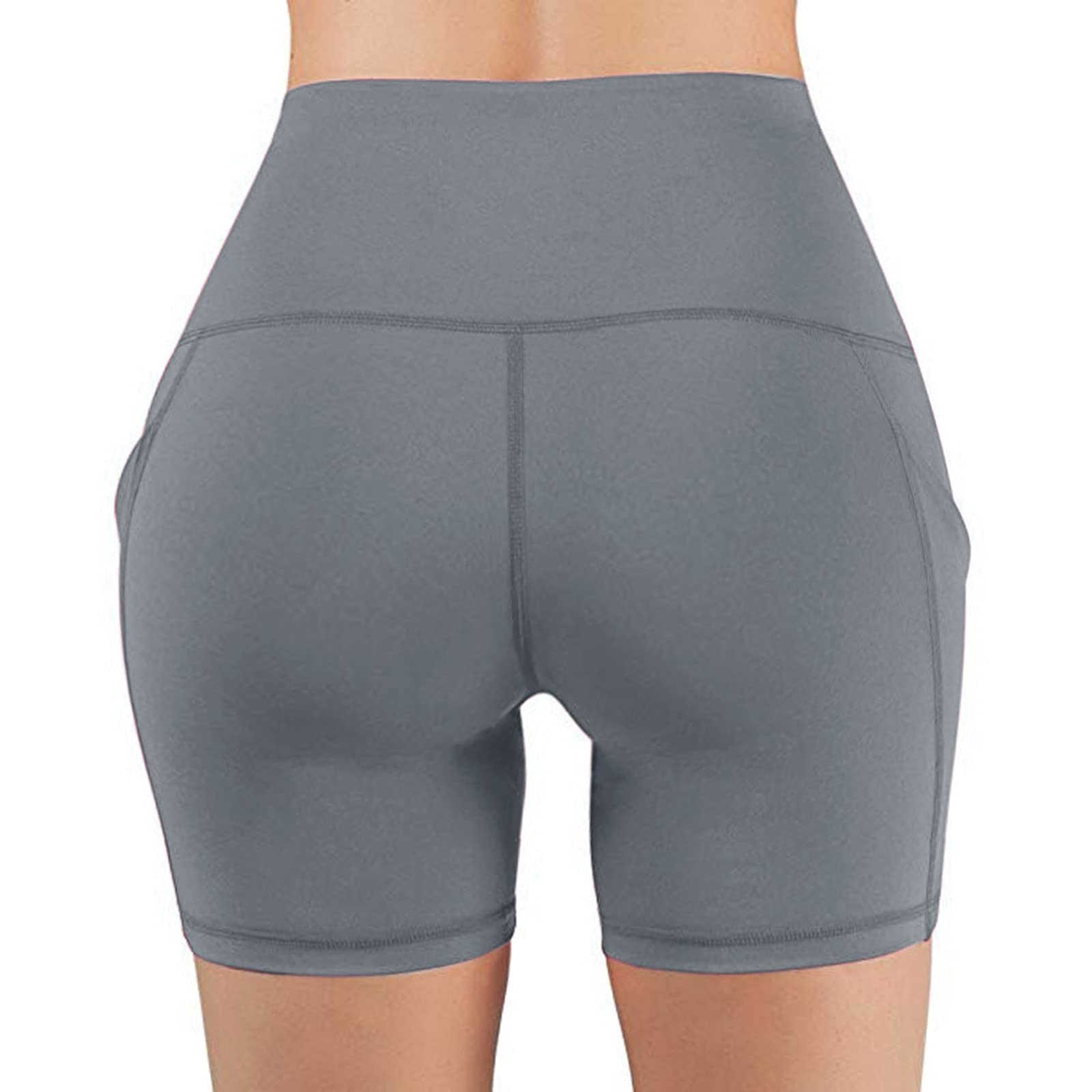 Bblulu High Waisted Yoga Shorts for Women with Side Pockets Tummy Control Running Gym Workout Short Squat Proof Biker Shorts