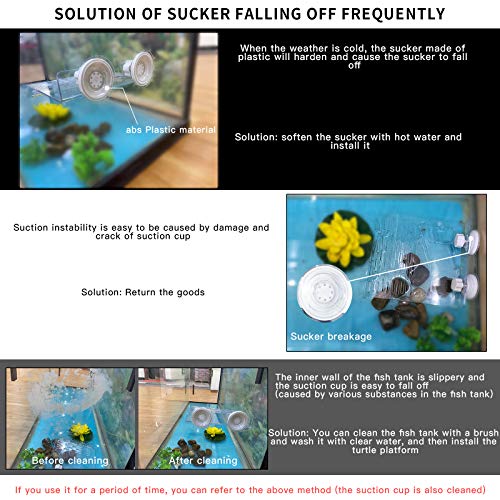 Turtle Basking Platform, Turtle Tank Platform Aquarium Animal Transparent Sink Wharf, Reptile Habitat, Climbing shelf Turtle Tank Dock Floating Decor with Sucker Cap