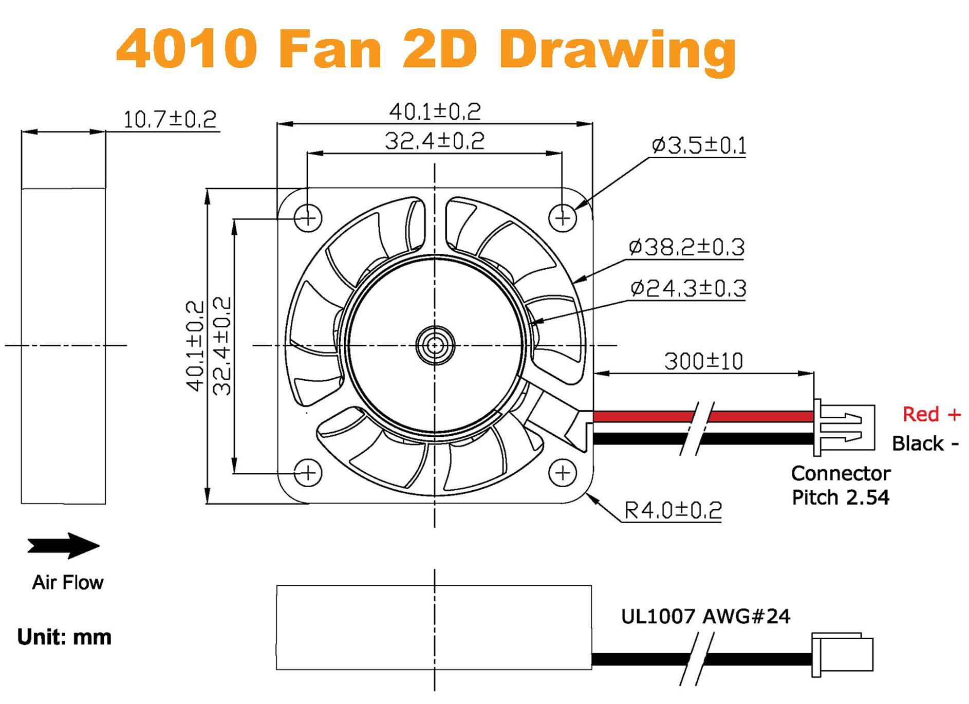 4 Pack 4010 Fan 40mm 24V Dual Ball Bearing Brushless Quiet Cooling Fans for 3D Printer Ender 3 Pro (40mmx40x10mm,2PIN)
