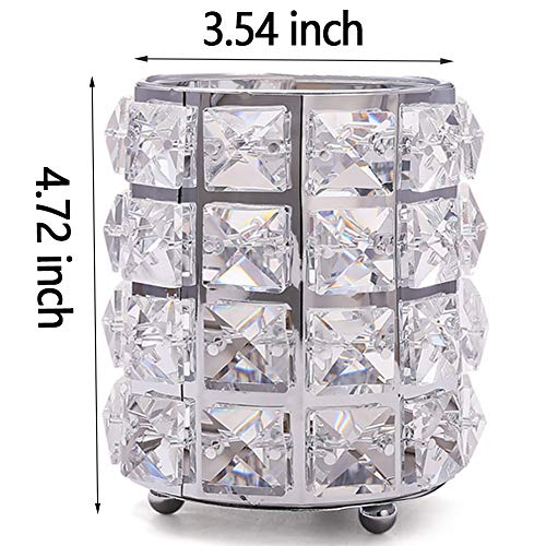 Tasybox Crystal Makeup Brush Holder Organizer, Handcrafted Cosmetics Brushes Cup Storage Solution (Silver)