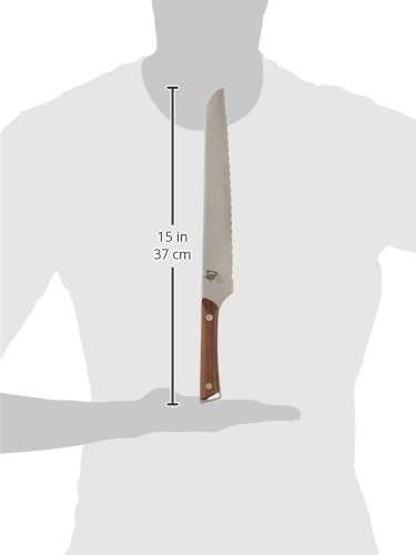 Shun Cutlery Kanso Bread Knife 9”, Long Serrations Glide Through Bread, Ideal for Cakes and Pastries, Authentic, Handcrafted, Japanese Serrated Kitchen Knife